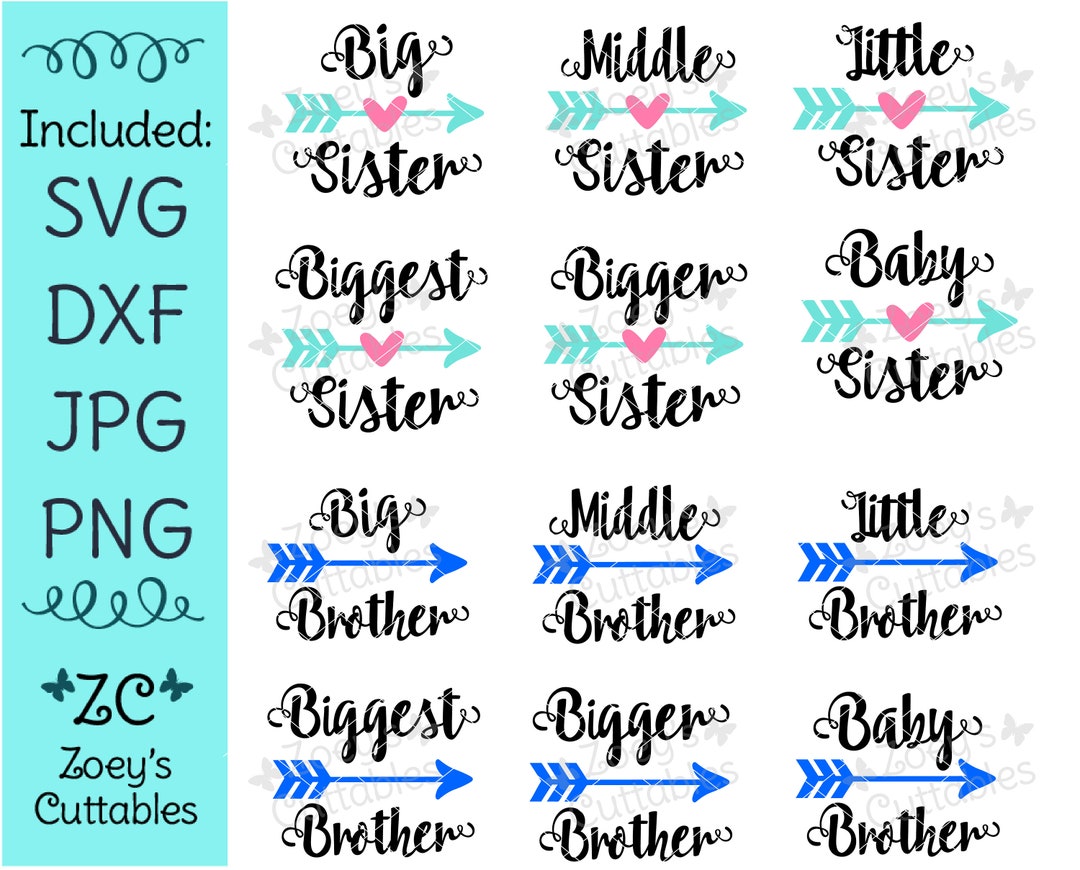 Brother Sister SVG, Big Brother, Middle Brother, Little Brother, Big ...