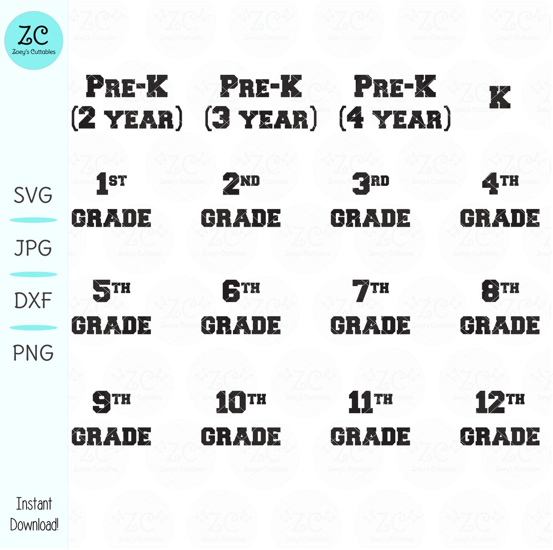 Grades SVG, Grades, Years SVG, Back to School, Kindergarten Graduation ...