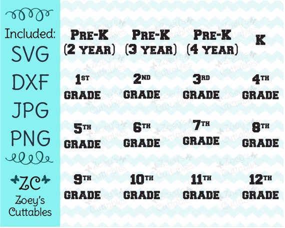 Grades SVG Grades Years SVG Back to School Kindergarten | Etsy UK