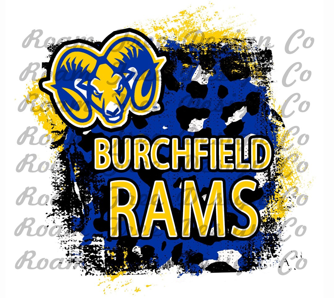 Burchfield Rams Maskottchen Gepard Design | Gelb und Königsblau ...