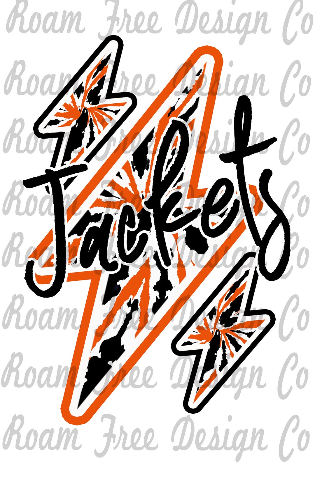 Orange and Black Tie Dye Lightening Bolt Jackets Mascot | Orange and ...