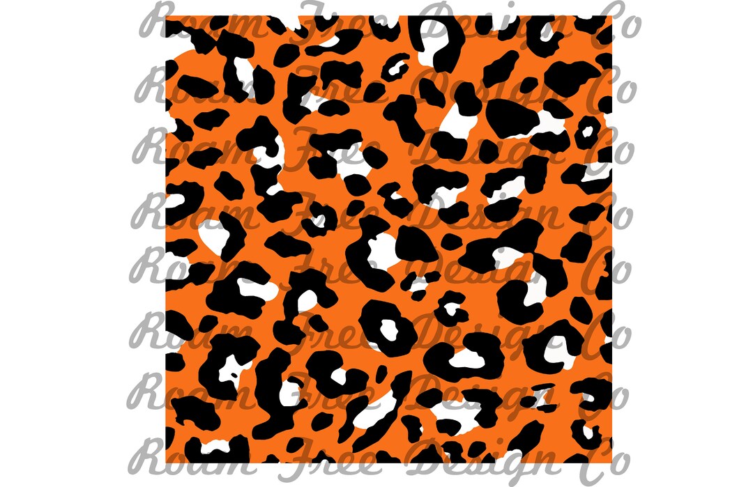 Orange Cheetah Print Background: Black and White PNG (digital Download ...