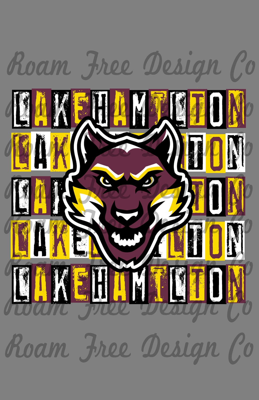 Lake Hamilton Wolves Mascot - Rubber Stamp Design (PNG Digital Download ...
