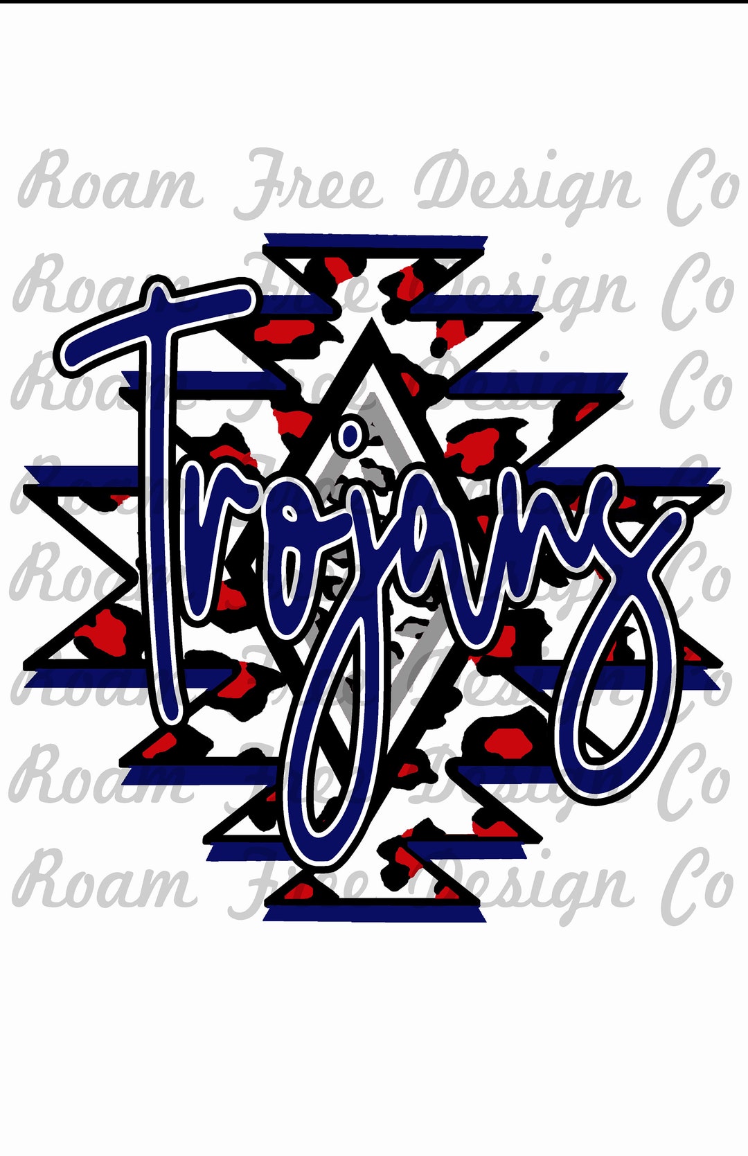 Trojans Navy Red and Gray Aztec Cheetah Design | Cheetah Print | PNG ...
