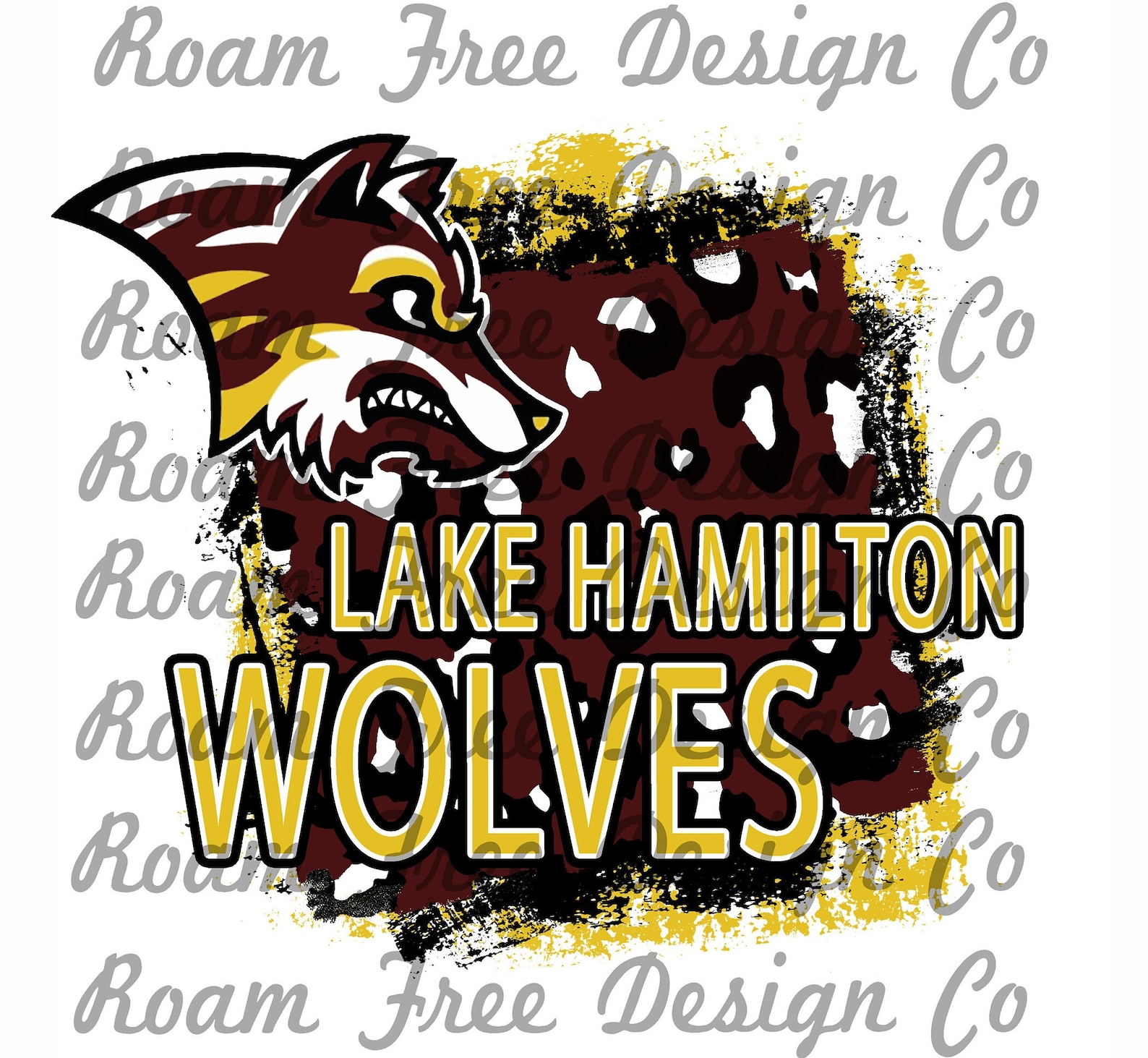 Lake Hamilton Wolves Cheetah Design Maroon and Gold - Etsy