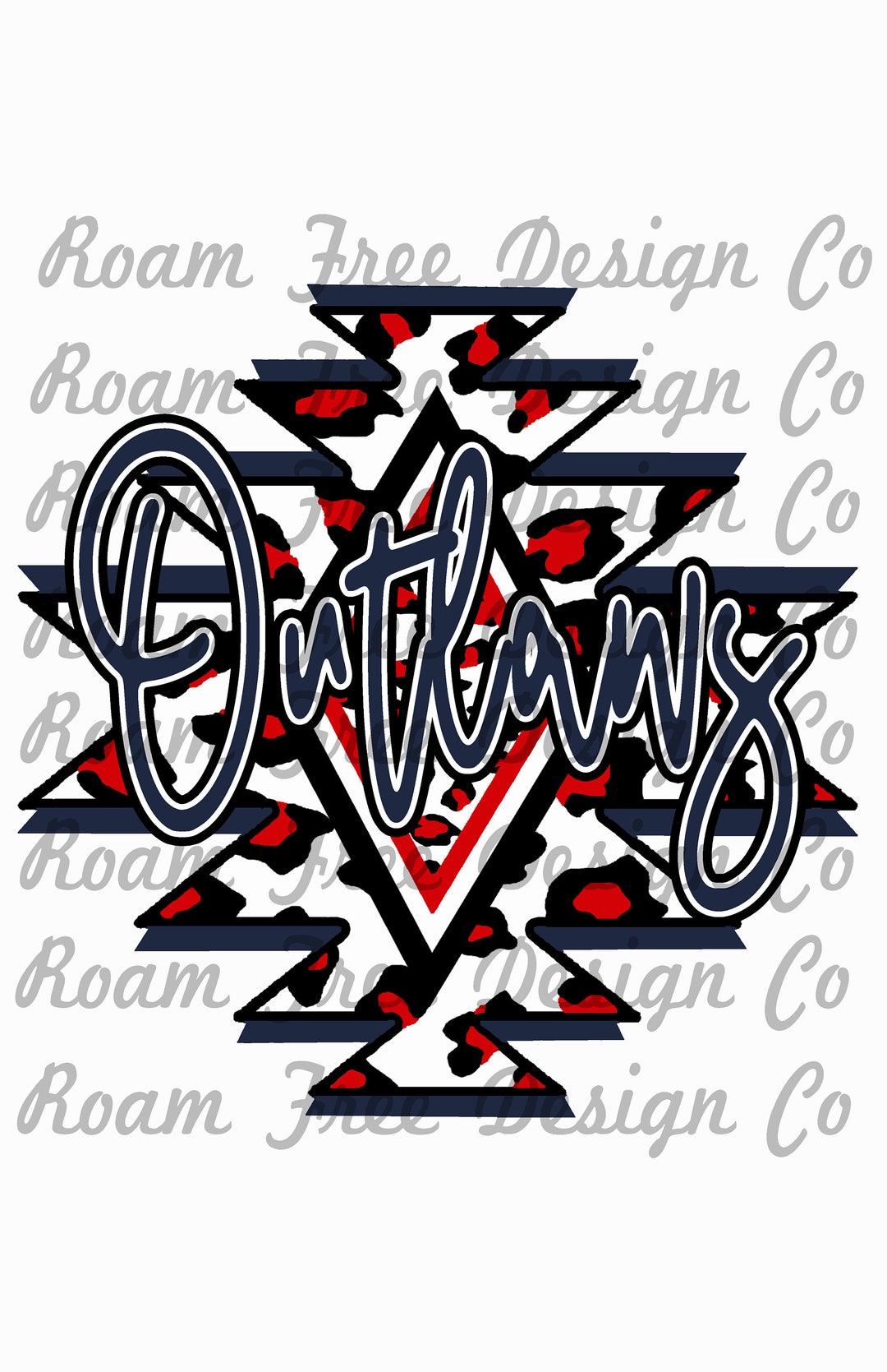Outlaws Navy and Red Aztec Cheetah Print (PNG Digital Download) - Etsy