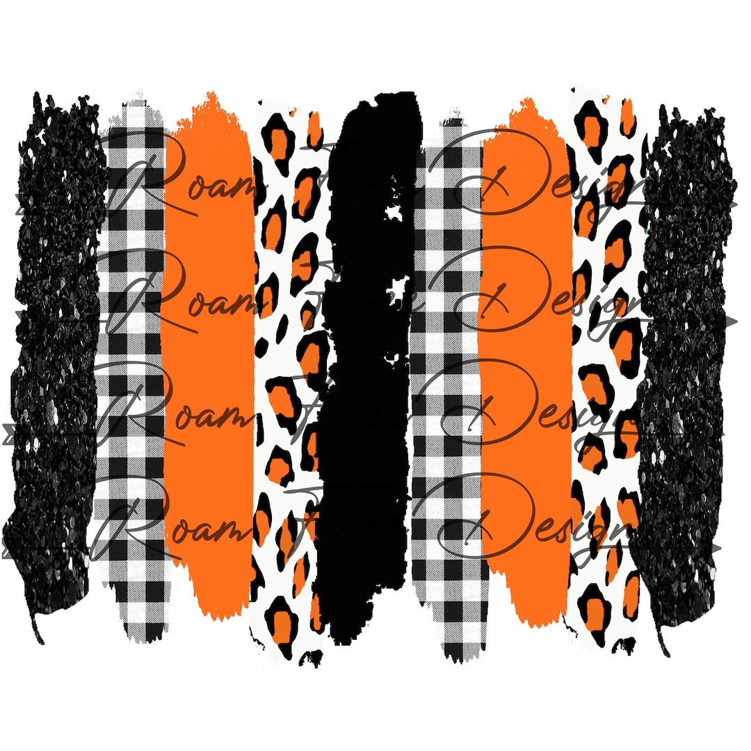 Cheetah and Orange Brush Strokes | Black Brush Strokes| Cheetah Print ...