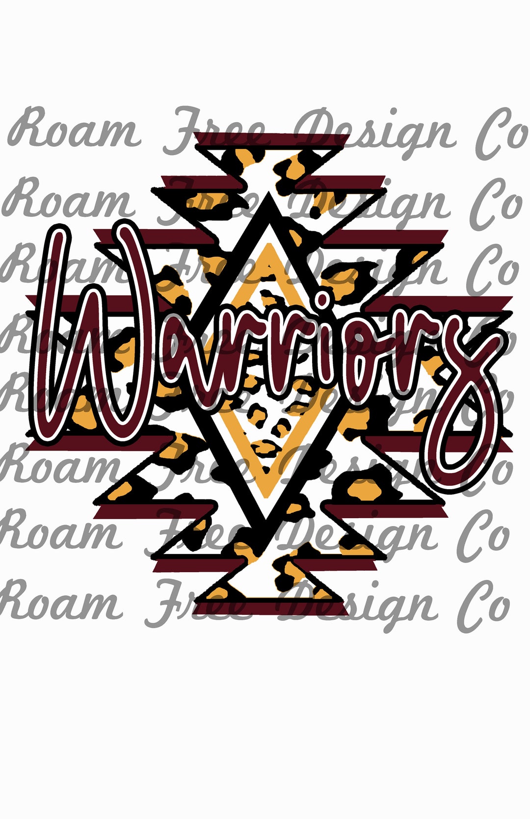 Warriors Maroon and Gold Aztec Cheetah Print Design (PNG Digital ...
