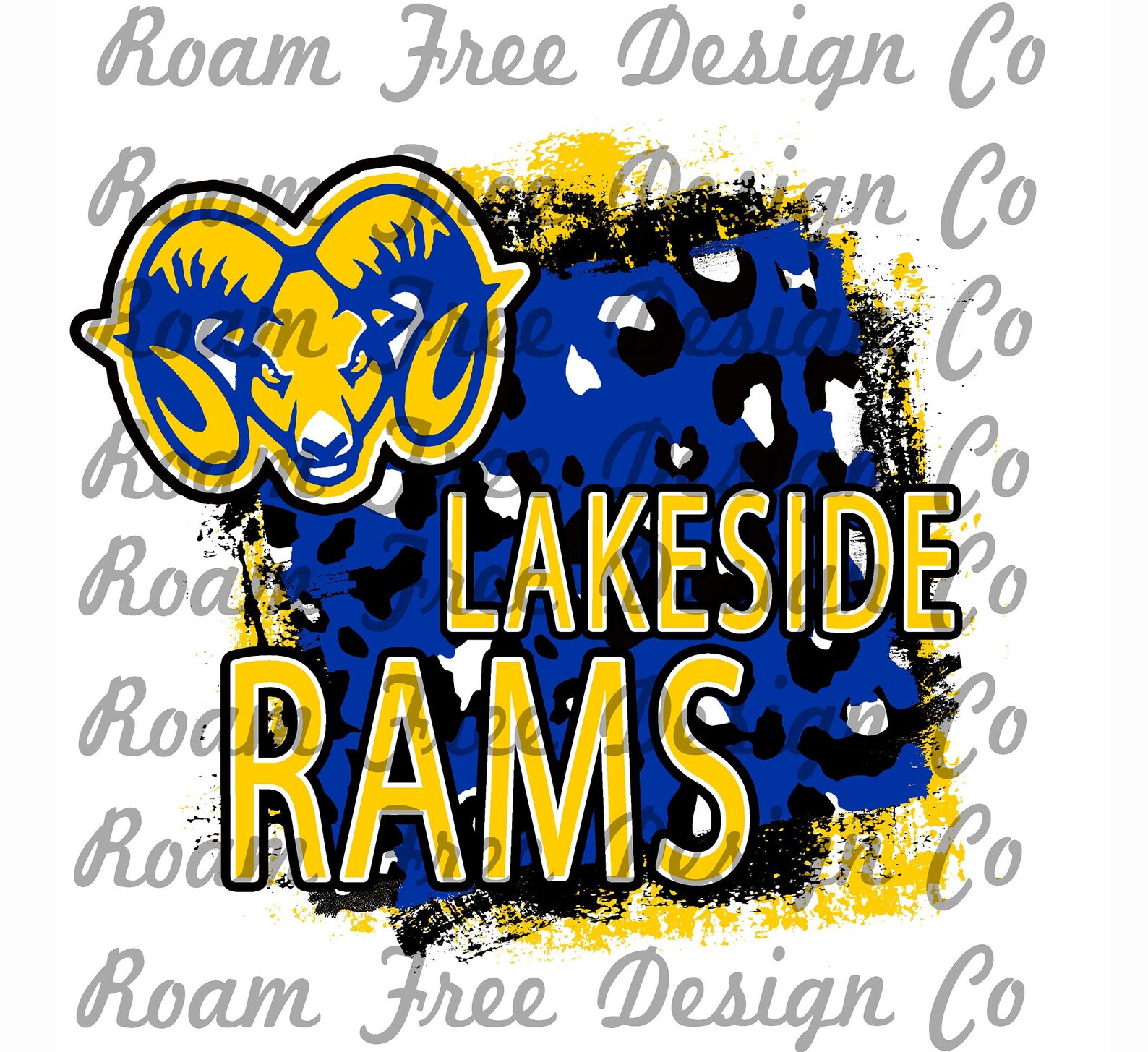 Lakeside Rams Mascot Cheetah Design Yellow and Royal Blue - Etsy