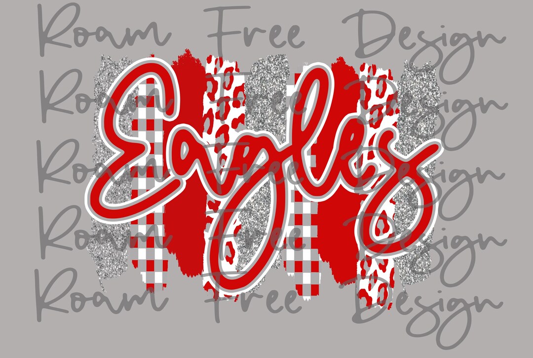 Eagles Cheetah Brush Strokes PNG: Red & Gray Glitter Design (digital ...