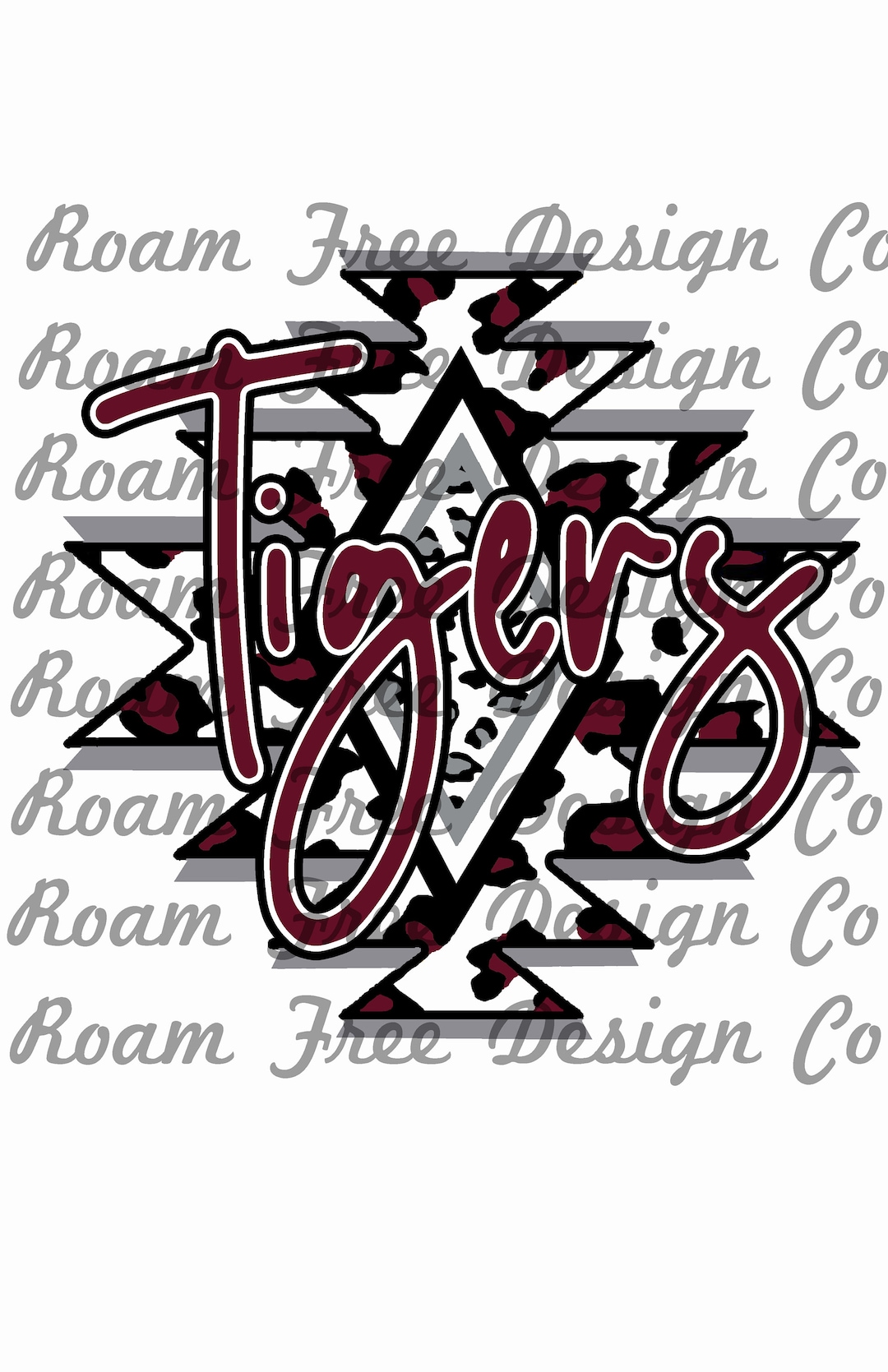 Tigers Maroon Aztec Cheetah Print Design (PNG Digital Download) - Etsy