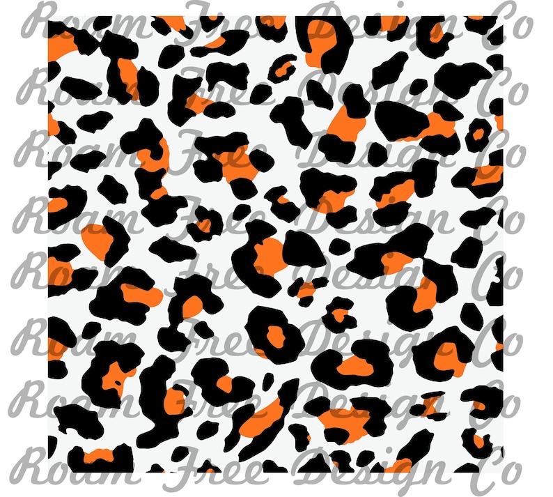 Orange Cheetah Print Background: Black & White PNG (digital Download ...