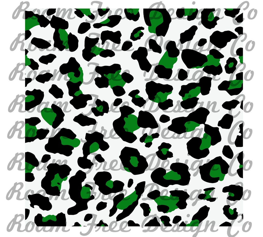 Green Cheetah Print Background: Black and White PNG (digital Download ...
