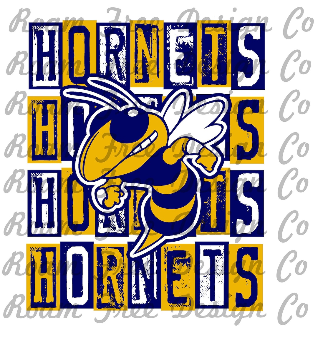 Hornets Mascot Rubber Stamp Design: Blue and Gold (digital Download) - Etsy