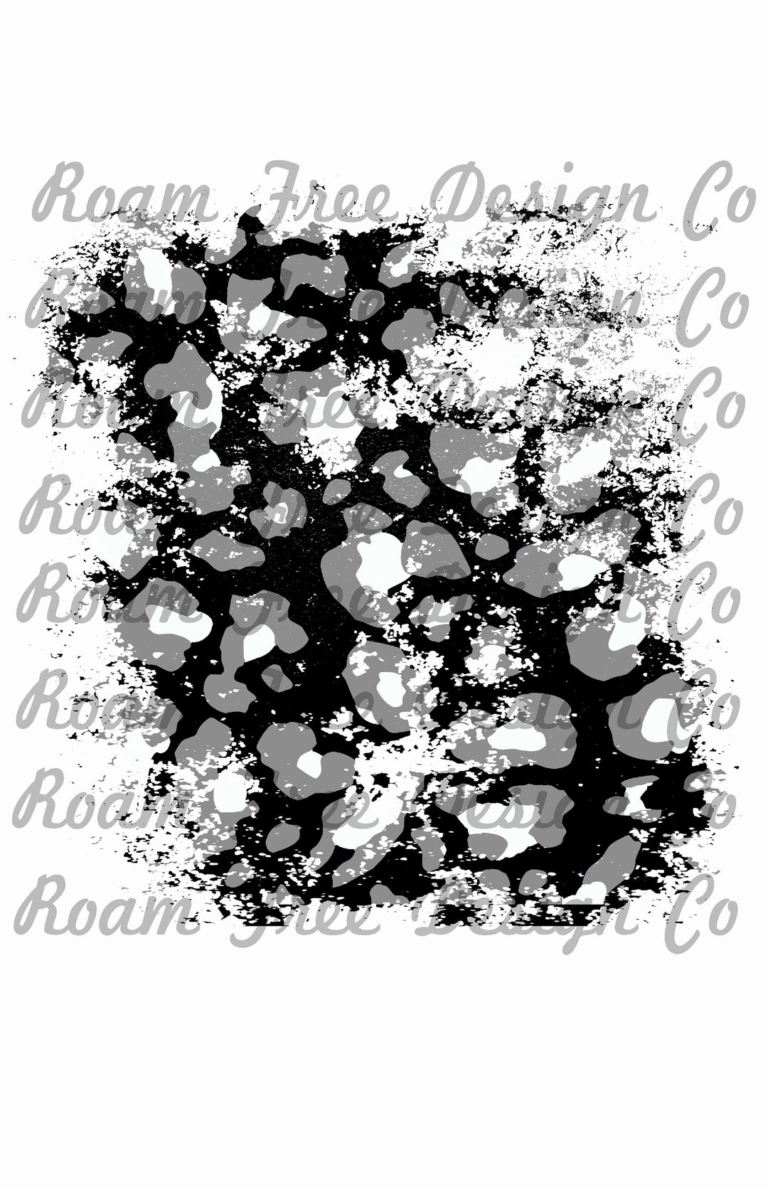 Distressed Cheetah Print: Black & Gray PNG Background (digital Download ...