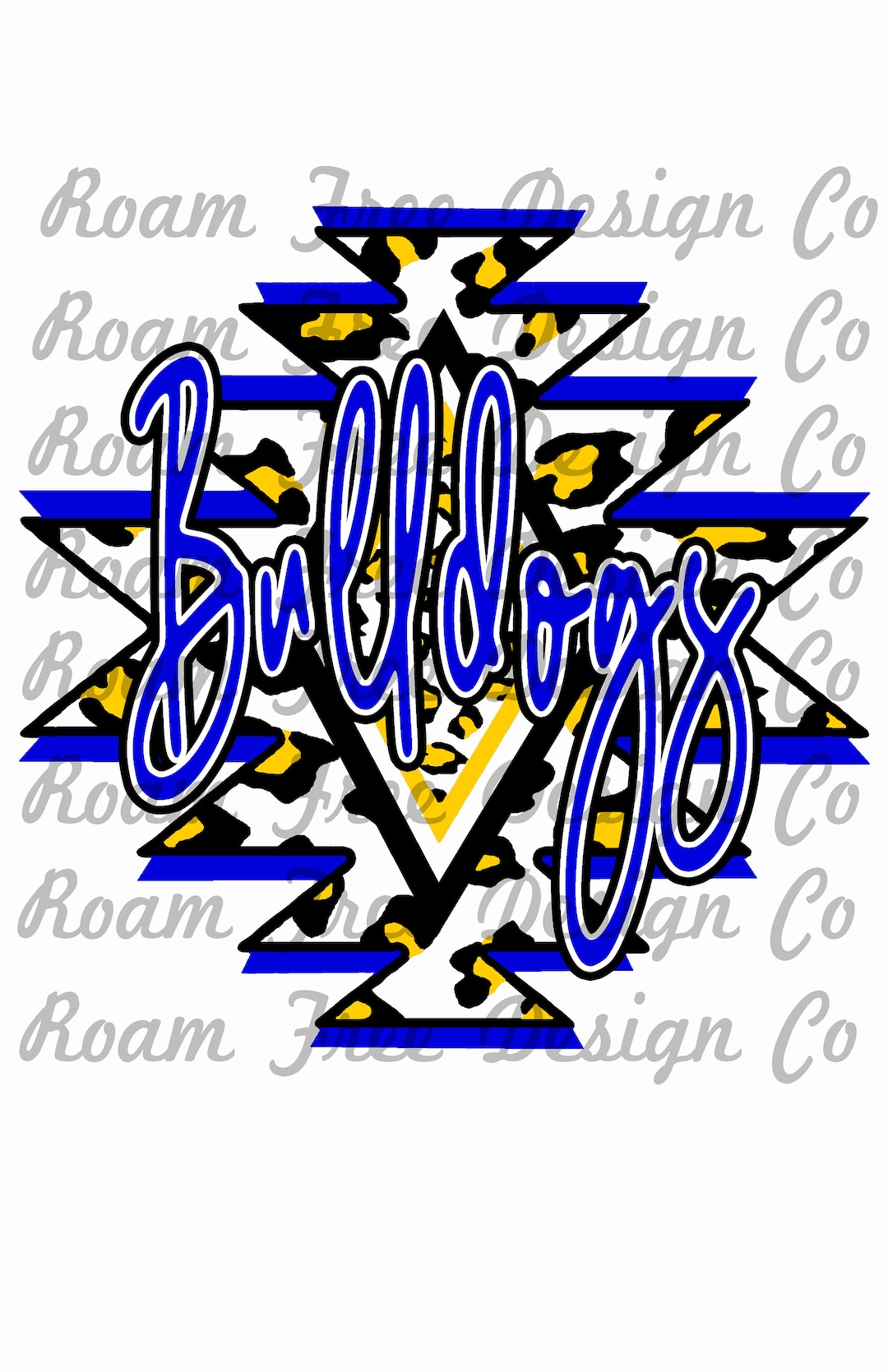 Bulldogs Aztec Cheetah Blue & Gold Design Leopard Print PNG Aztec ...