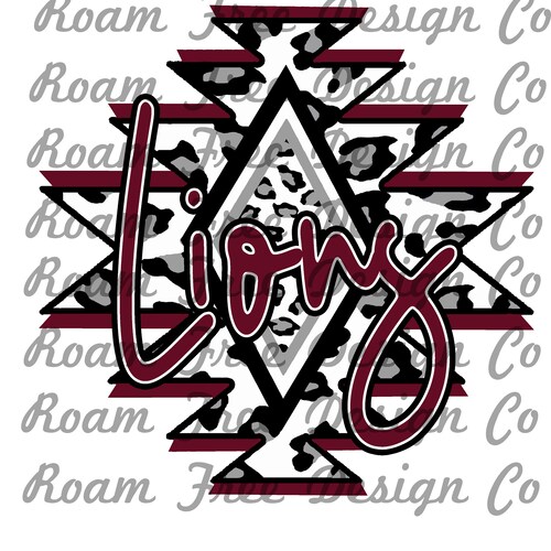 Sublimation Maroon Leopard Print Border Lions Design PNG - Etsy