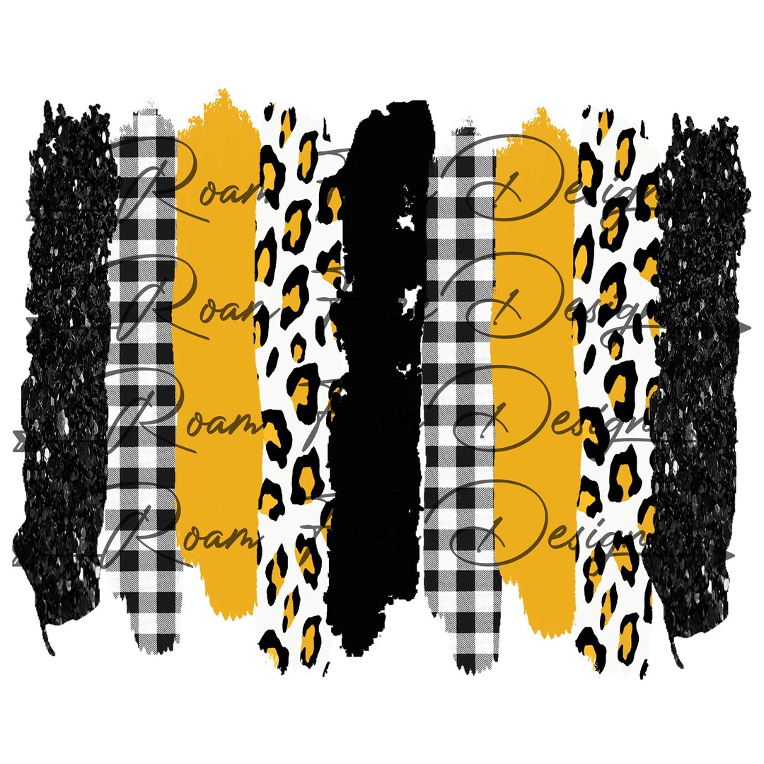 Cheetah and Yellow Brush Strokes | Black Brush Strokes| Cheetah Print ...