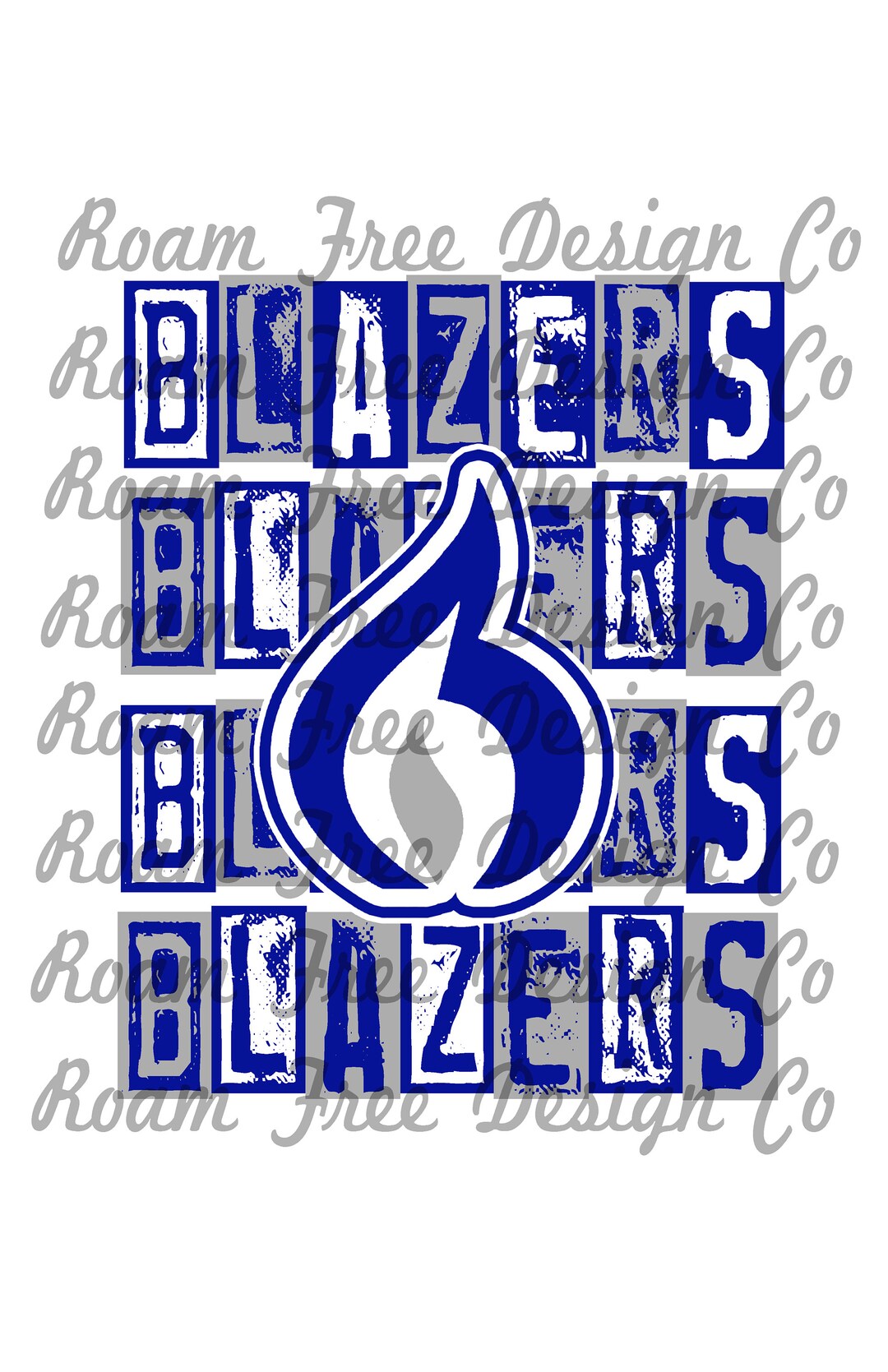 Blazers Blue and Silver Rubber Stamp Design | Rubber Stamp Print | PNG ...