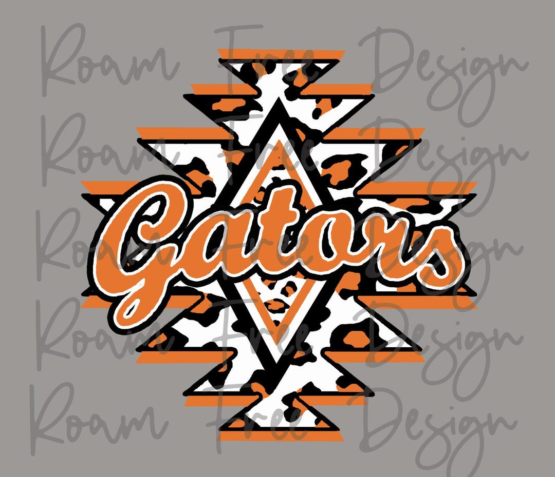 Gators Aztec Cheetah Print PNG: Orange & Black School Mascot (digital ...