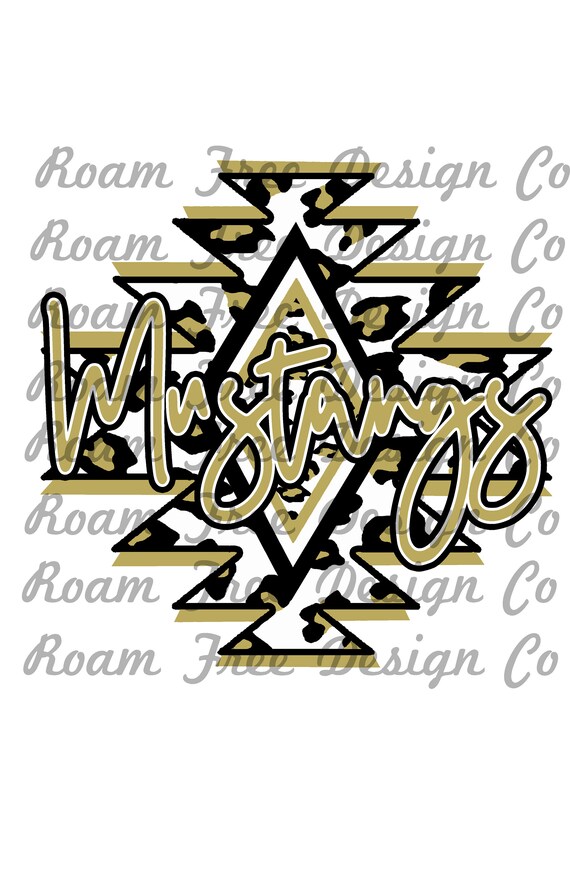 Mustangs Gold and Black Aztec Cheetah Design Cheetah Print - Etsy