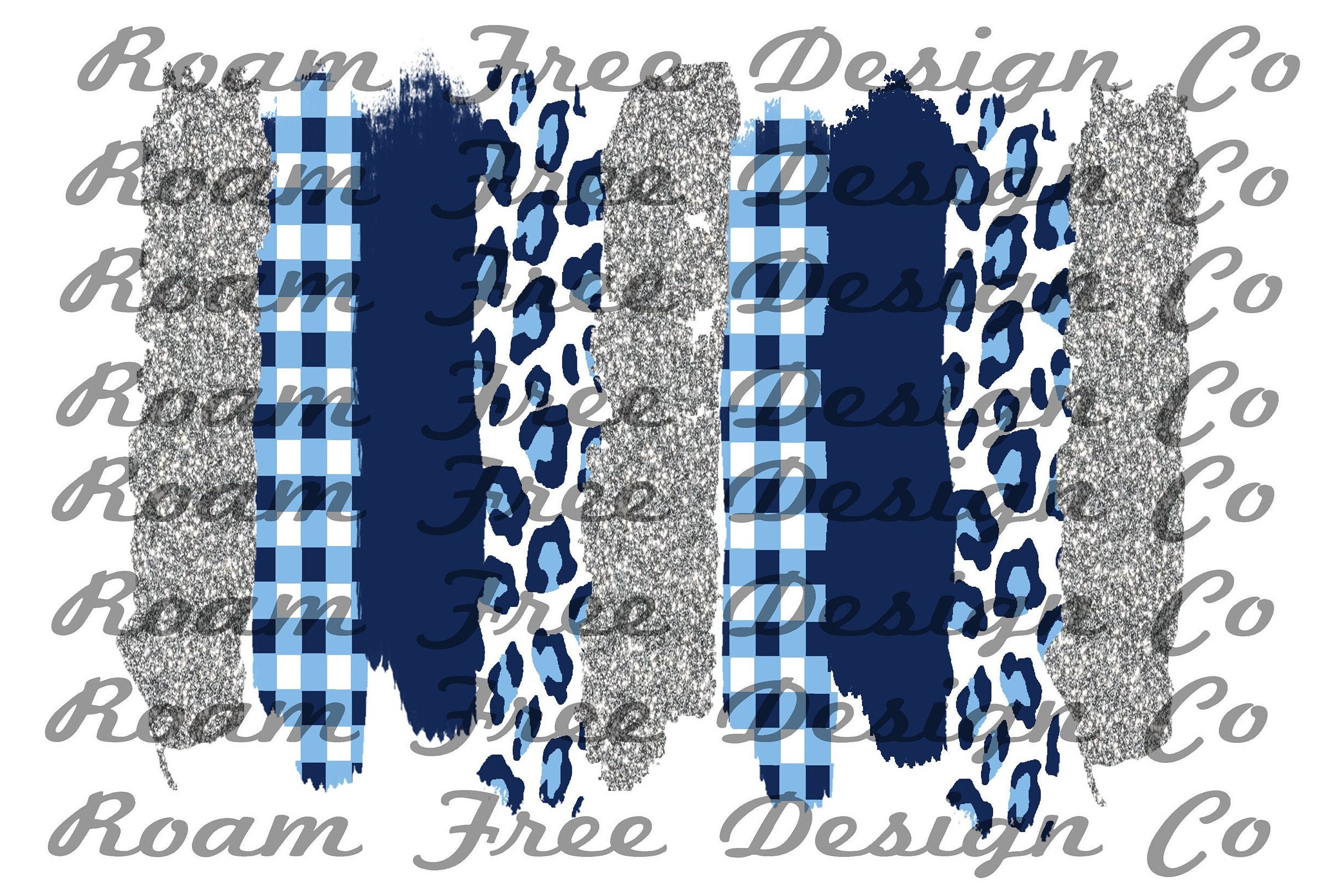 Silver Navy Blue and Carolina Blue Brush Strokes Brush | Etsy