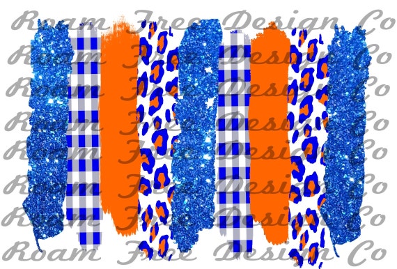 Royal Blue and Orange Brush Strokes Brush Strokes Cheetah - Etsy