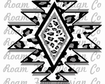 Aztec Cheetah Gray & Black Design Leopard Print PNG - Etsy