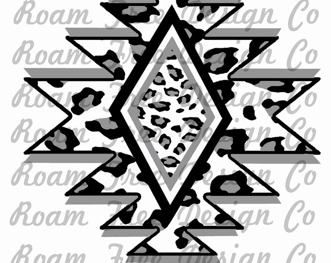 Aztec Cheetah Gray & Black Design Leopard Print PNG - Etsy