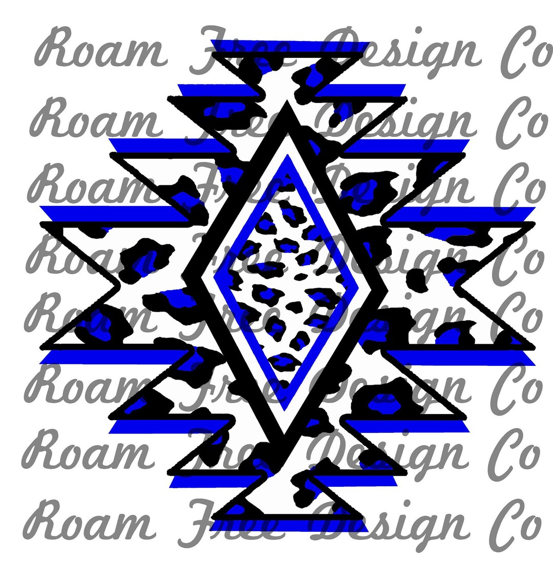Aztec Cheetah Blue & Black Design | Leopard Print | PNG | Aztec ...