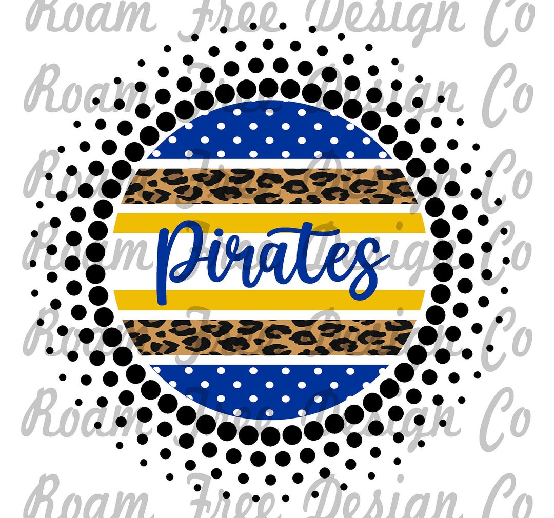 Pirates Cheetah Circle PNG: Blue & Yellow School Spirit (digital ...