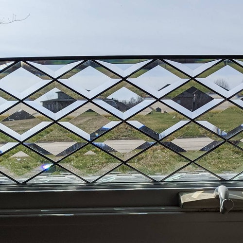 All Beveled Clear Diamond Stained Glass Picture Window - Etsy