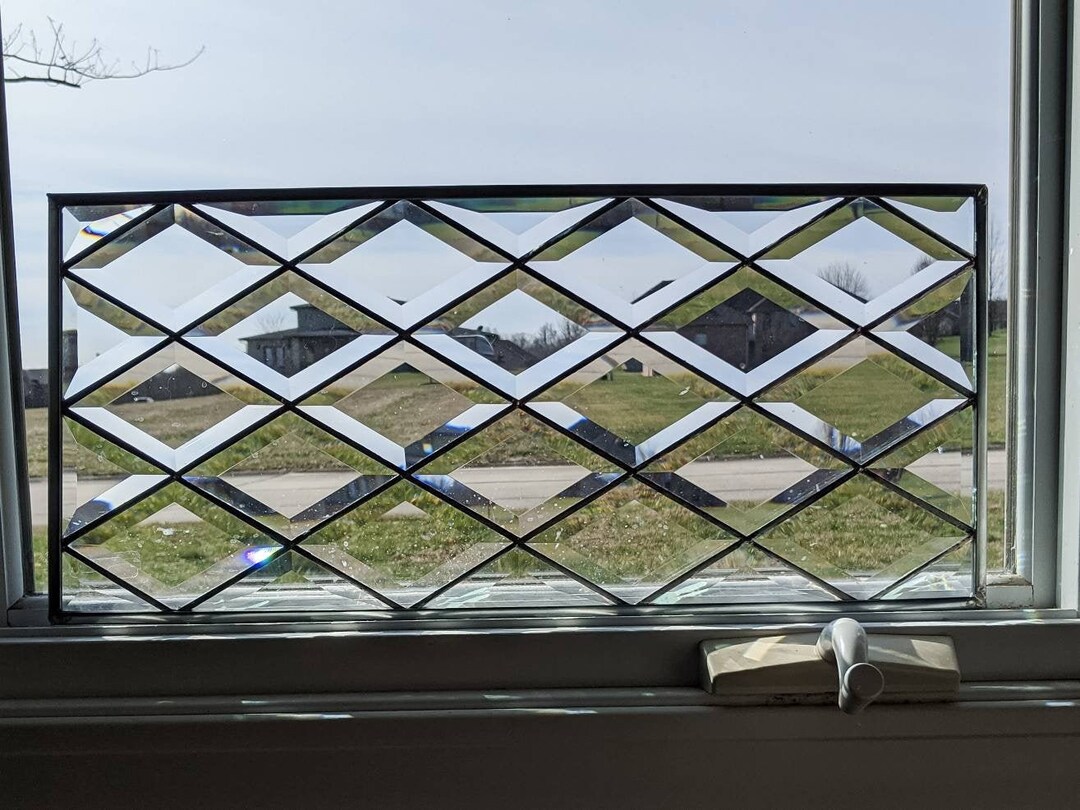 All Beveled Clear Diamond Stained Glass Picture Window - Etsy