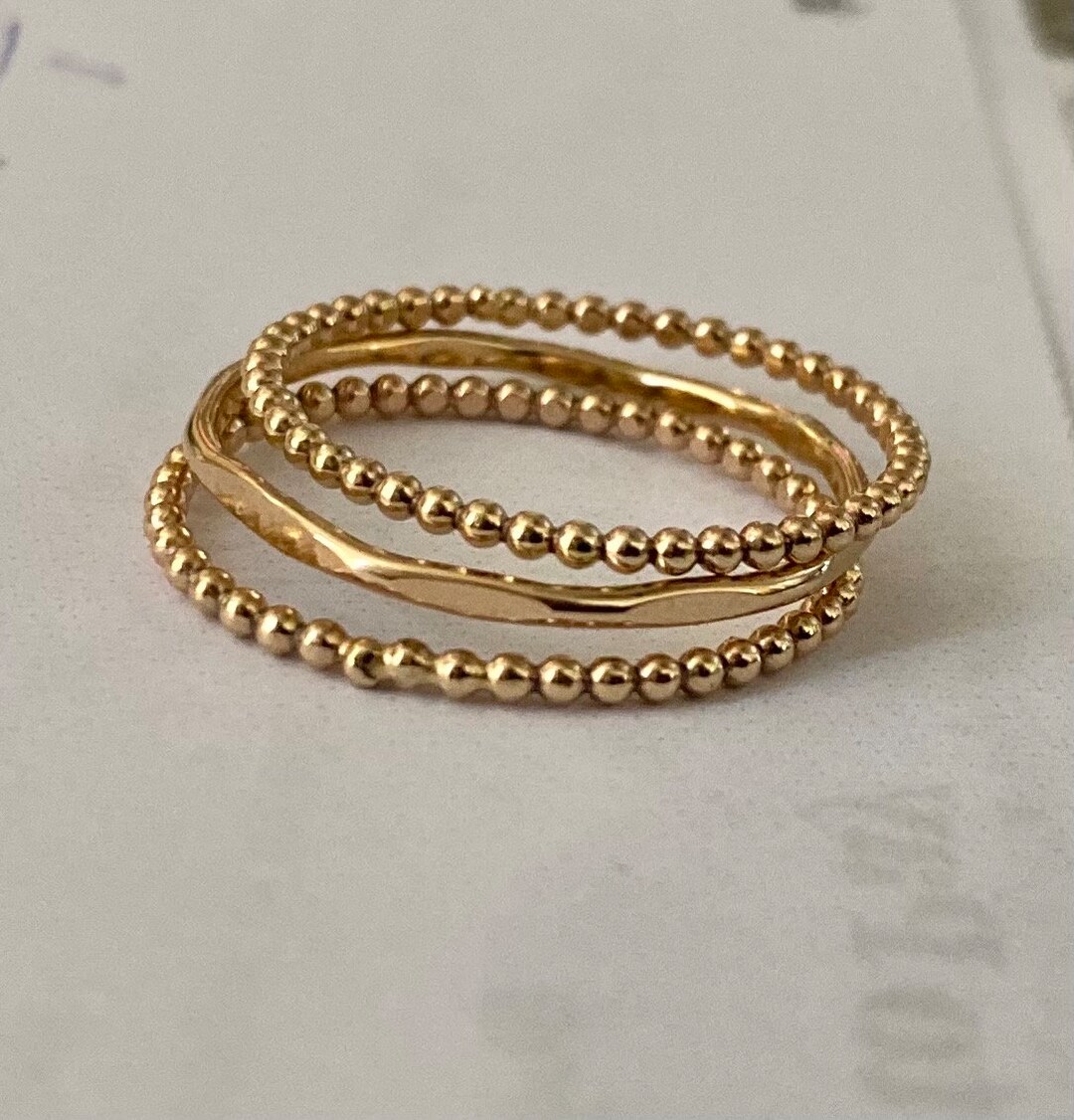 Gold Filled Stacking Rings Thumb Ring Set of 3-ball Ring-bead Ring-gift ...