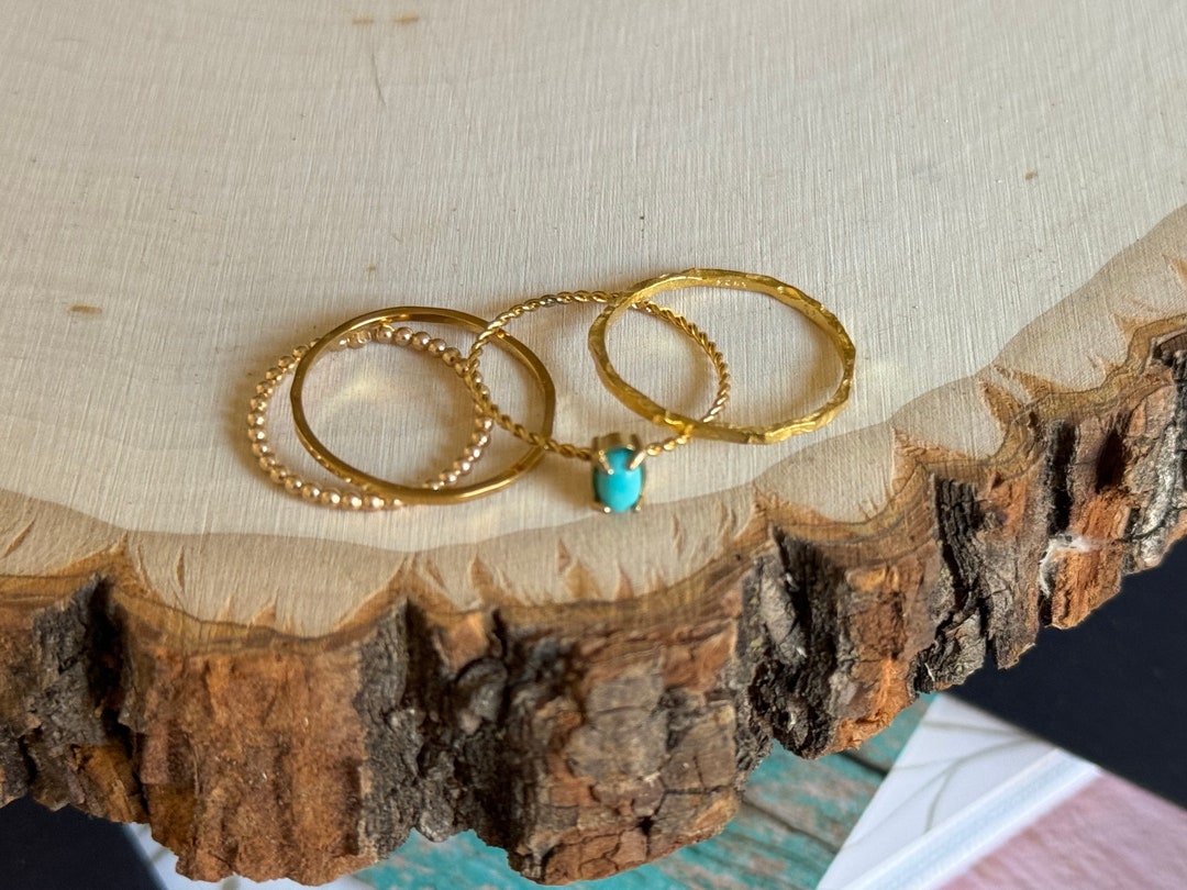 Turquoise 14K Gold Filled Stacker Rings, Gemstone Jewelry, Birthstone Rings, Gifts for Her - Etsy