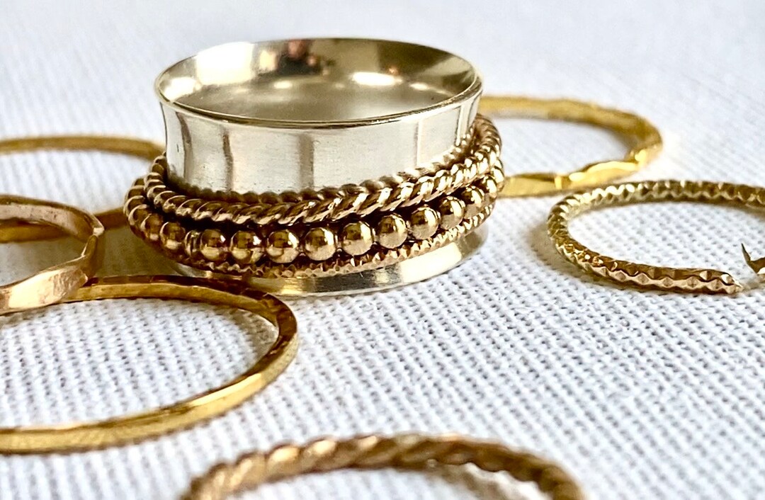 Spinner Ring 14K Gold Filled, Handmade Sterling Silver Wedding Ring ...