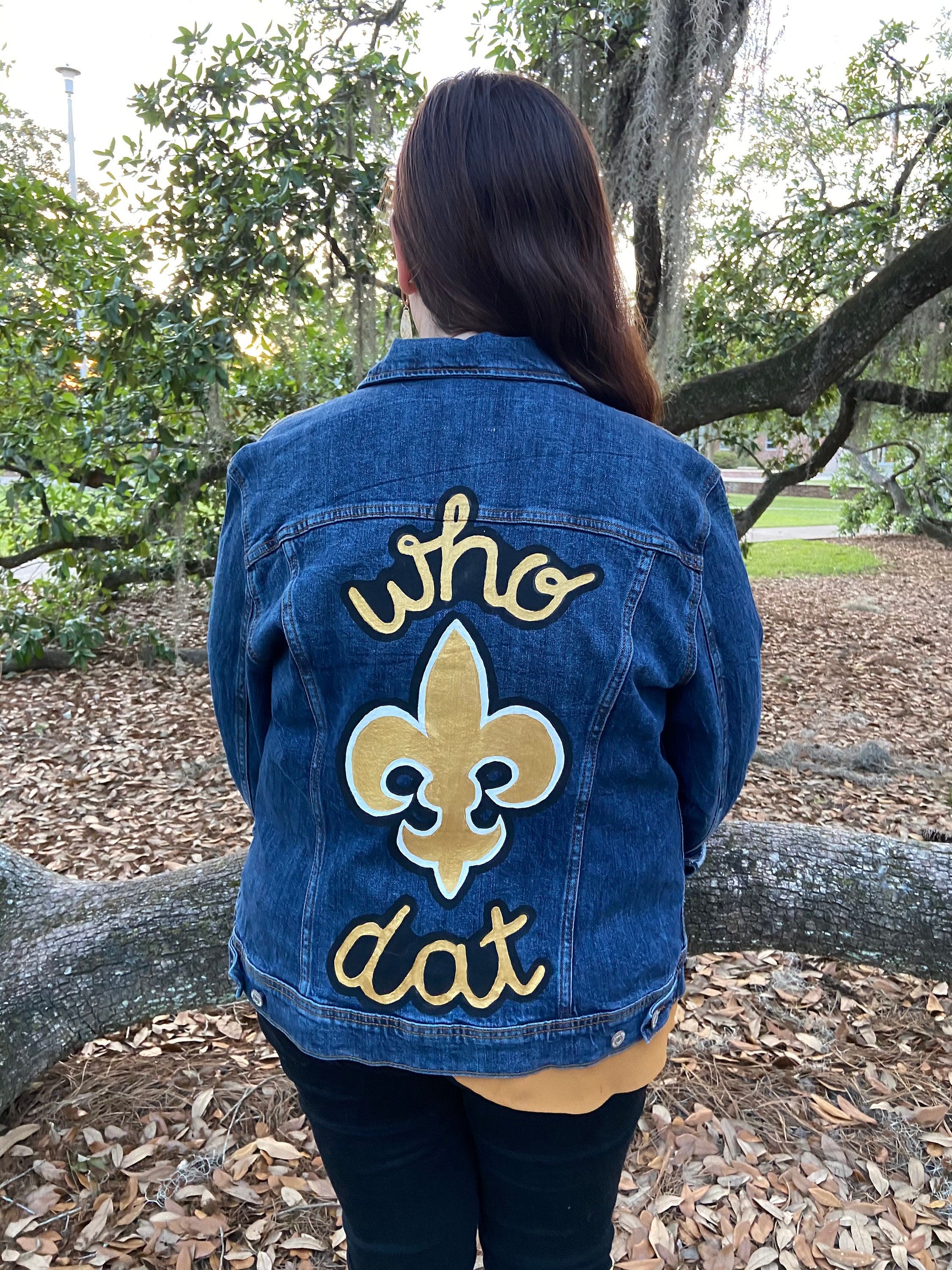 Who Dat Painted Denim Jacket - Etsy