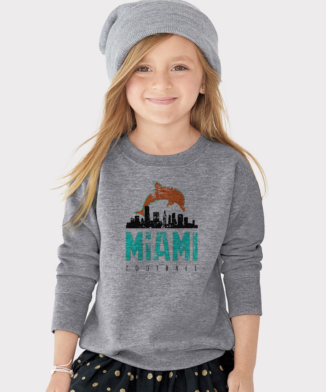 Miami Football Kids Sweatshirt Miami Football Skyline Toddler Fleece ...