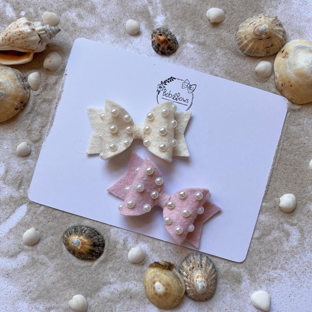 Pearly Wool Felt Dolly Bow Hair Accessory 55 Colours to Choose From ...