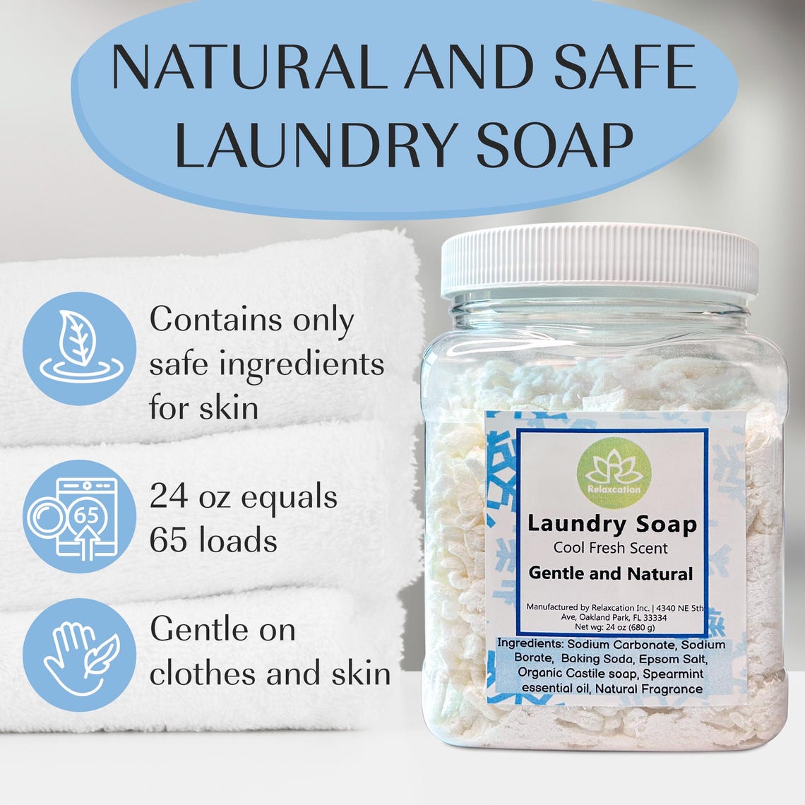 Cool Fresh Scent Laundry Soap 24 Oz Gentle and Effective Cleaning Eco ...