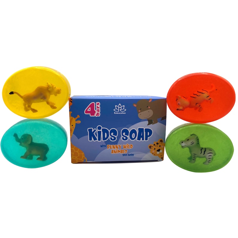 4 Kids Soap Set With Funny Wild Animals Toys Surprise Inside - Etsy