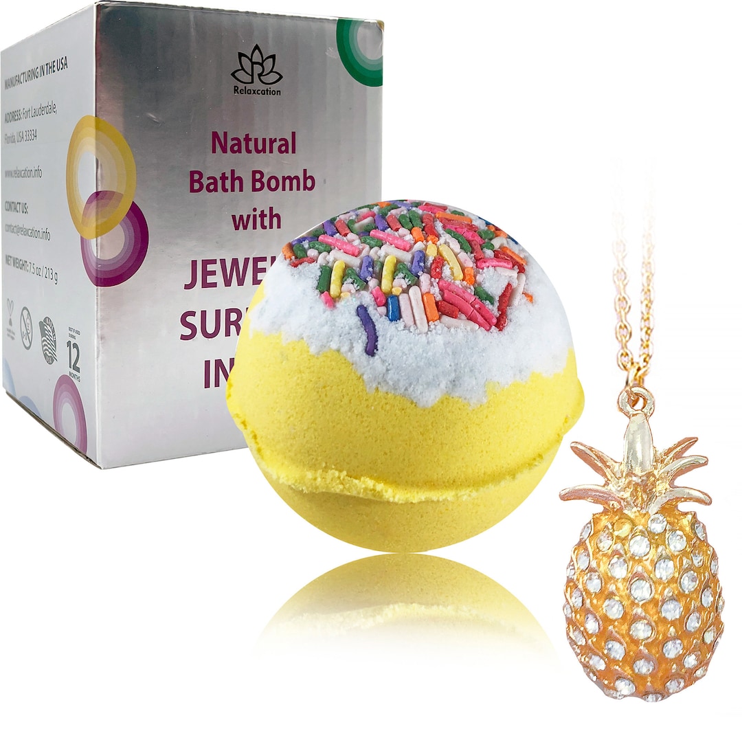 1 Bath Bomb 7.5 Oz With Pineapple Necklace Inside Made in the USA Gift ...