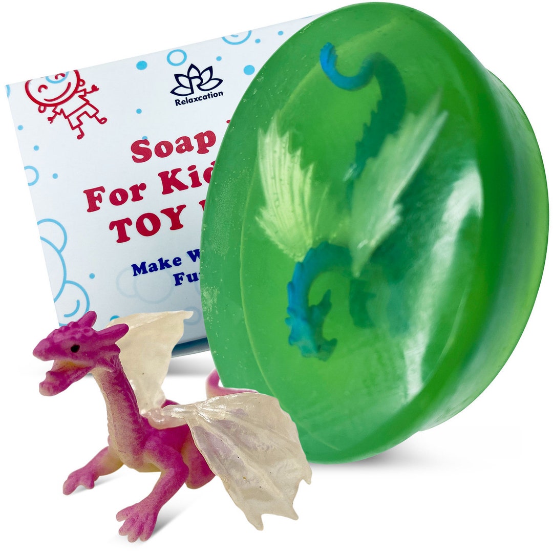 1 Green Apple Soap Bar for Kids With Toy Inside - Cute Dragon Surprise ...