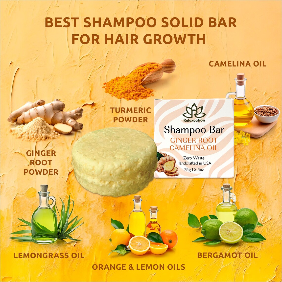 Natural Ginger Shampoo Bar With Camelina and Turmeric for Hair Care ...