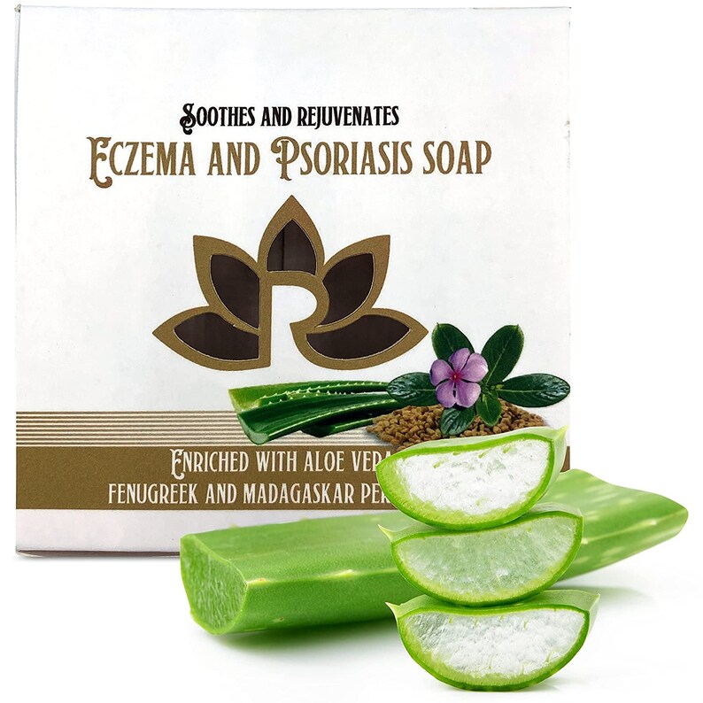 Eczema & Psoriasis Natural Soap Bar - Madagascar Periwinkle, Fenugreek ...