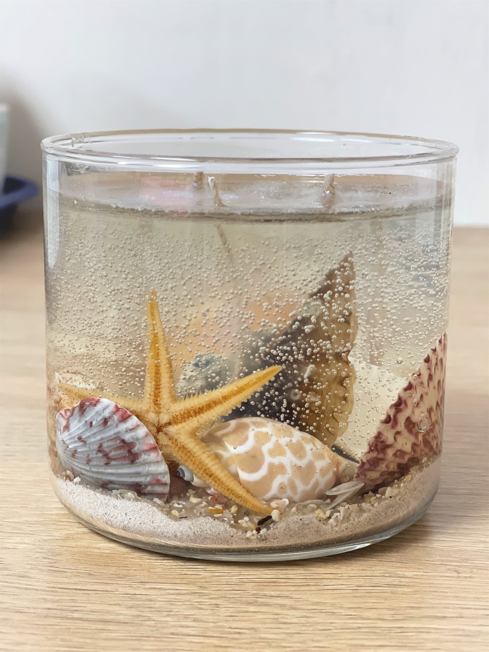 XL Gel Candle With Ocean Rain Aroma & Real Sea Shells and Sand From ...