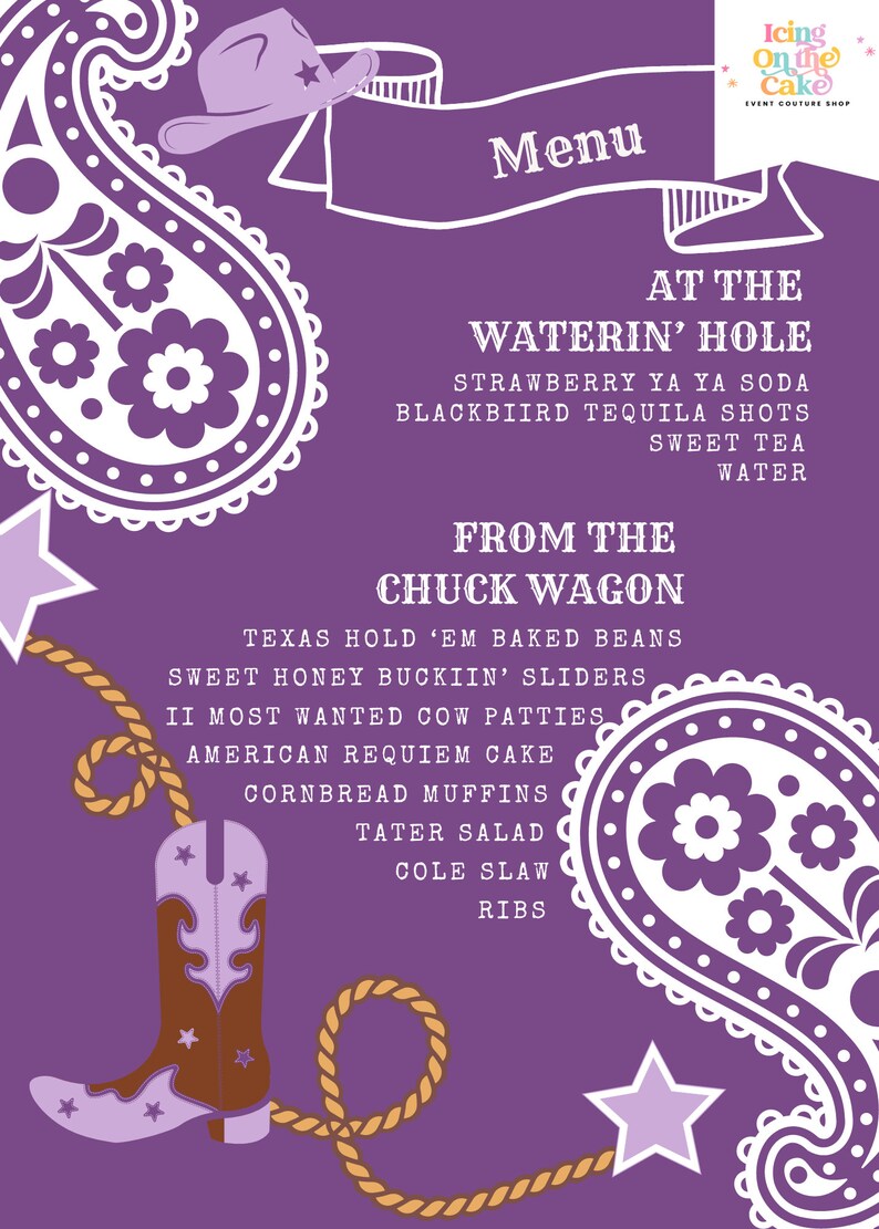 Western Theme Menu Template - MM - Etsy
