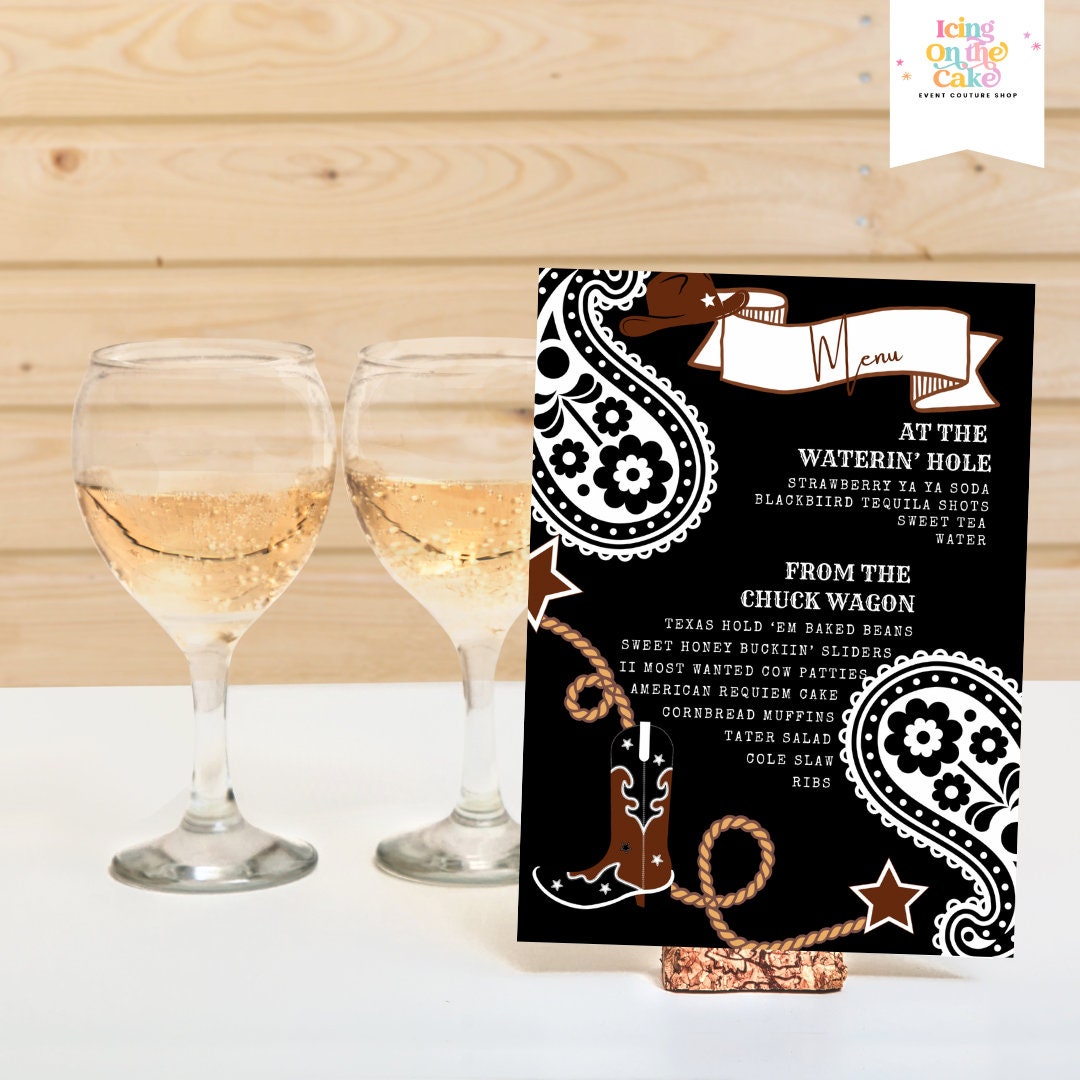 Western Theme Menu Template - MN - Etsy