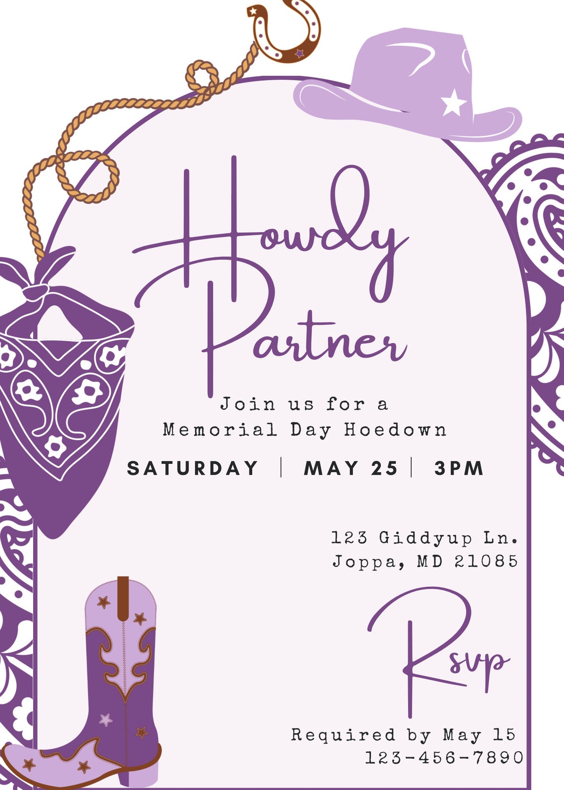 Western Theme Invitation Template - MM - Etsy