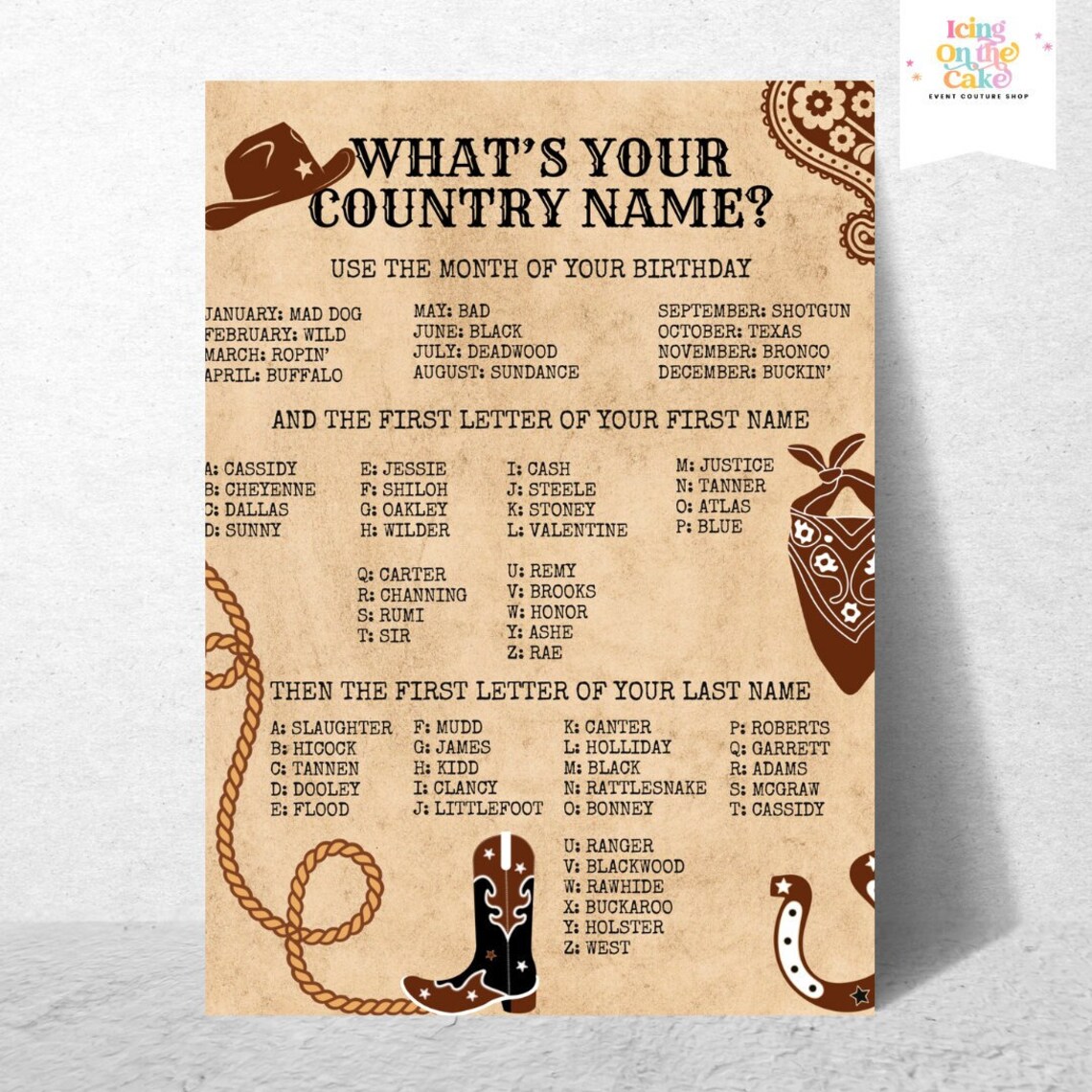 What's Your Country Name Printable Party Game - MN - Etsy